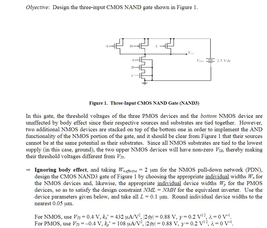 objective design the three input cmos nand gate shown in figure 1 25vd ...