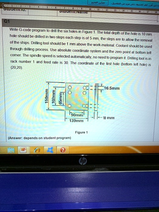 SOLVED: Write G-code program to drill the six holes in Figure 1. The ...