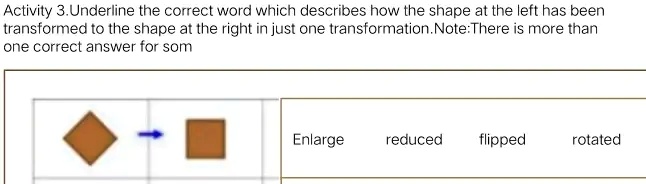 SOLVED: Activity 3 Underline the correct word which describes how the ...