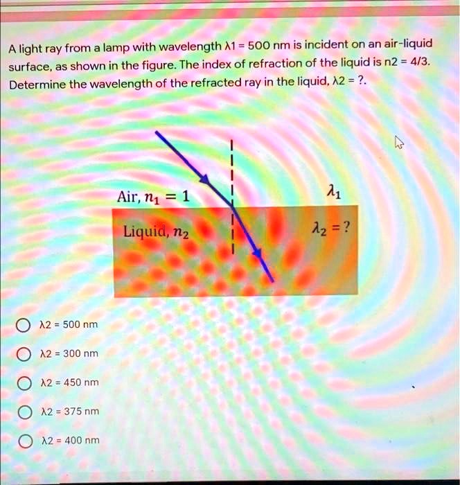 a light ray from a lamp with wavelength a1 500 nm is incident on an air ...