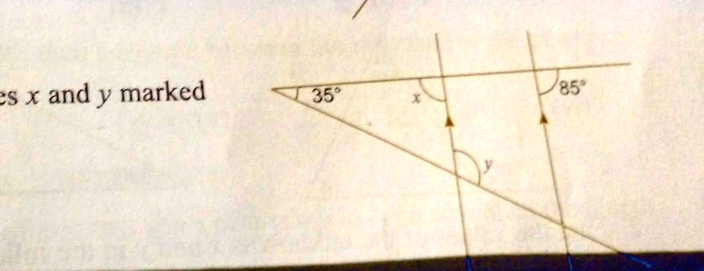 SOLVED: '3. Find the value of the unknown angles x and y markedin the given figure.35°85°Xy S x ...