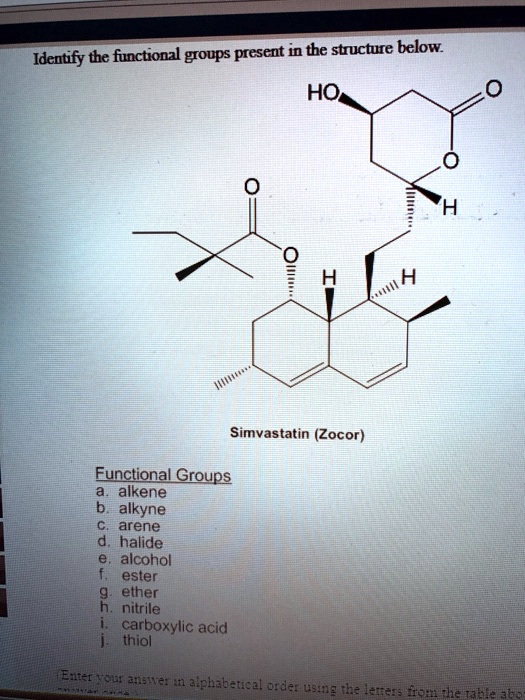 SOLVED: Identify the functional groups present in the structure below ...