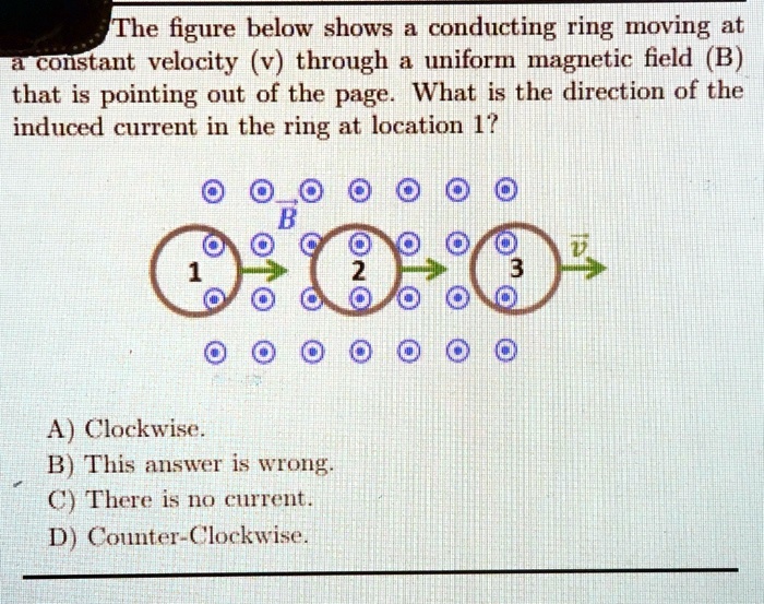 SOLVED: The figure below shows a conducting ring moving at a constant ...