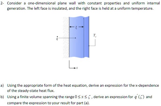 2- Consider a one-dimensional plane wall with constant properties and ...