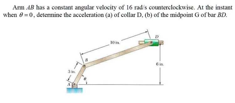 SOLVED: Texts: Arm AB has a constant angular velocity of 16 rad/s counterclockwise. At the ...