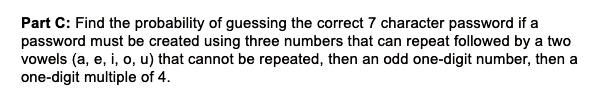 part c find the probability of guessing the correct 7 character ...