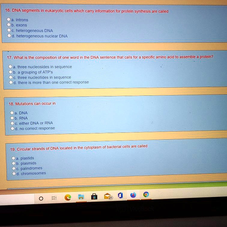 SOLVED:DNA segments in eukaryotic cells which carry informalion for ...