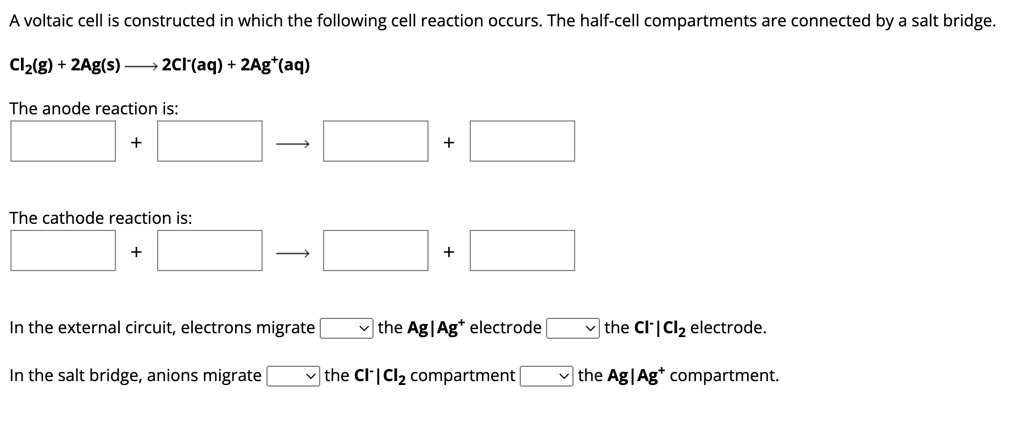 SOLVED: A voltaic cell is constructed in which the following cell ...
