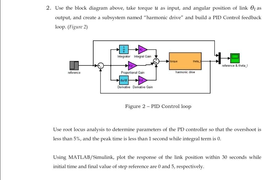SOLVED: Texts: 2. Use the block diagram above, take torque u as input, and angular position of ...