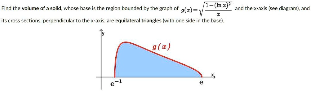 SOLVED: T7(2 Find the volume of a solid, whose base is the region bounded by the graph of g(z ...