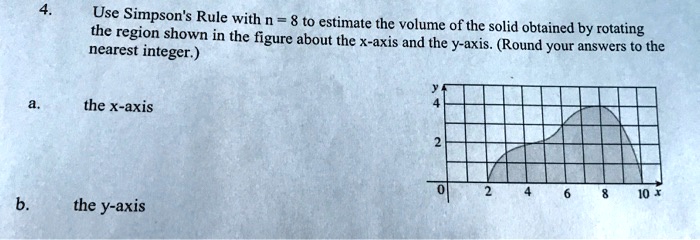 4. Use Simpson's Rule with n = 8 to estimate the volume of the solid ...
