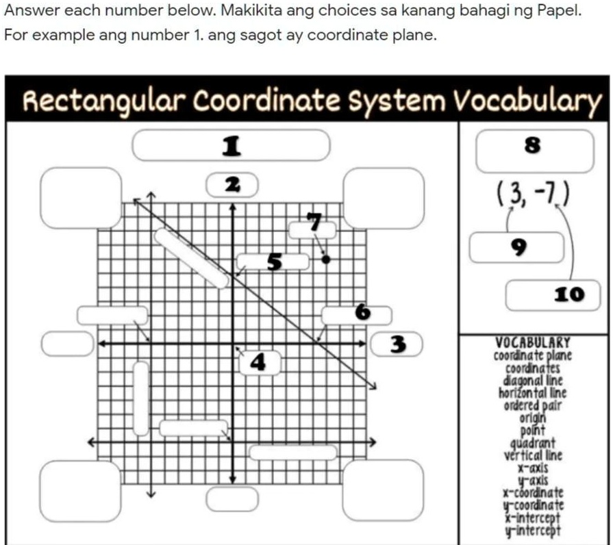 SOLVED: Rectangular Coordinate System Vocabulary Answer each number ...