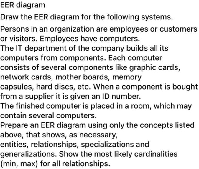 EER diagram Draw the EER diagram for the following systems. Persons in ...