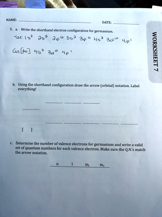 Solved Name Date Write The Shorthand Electron Configuration For