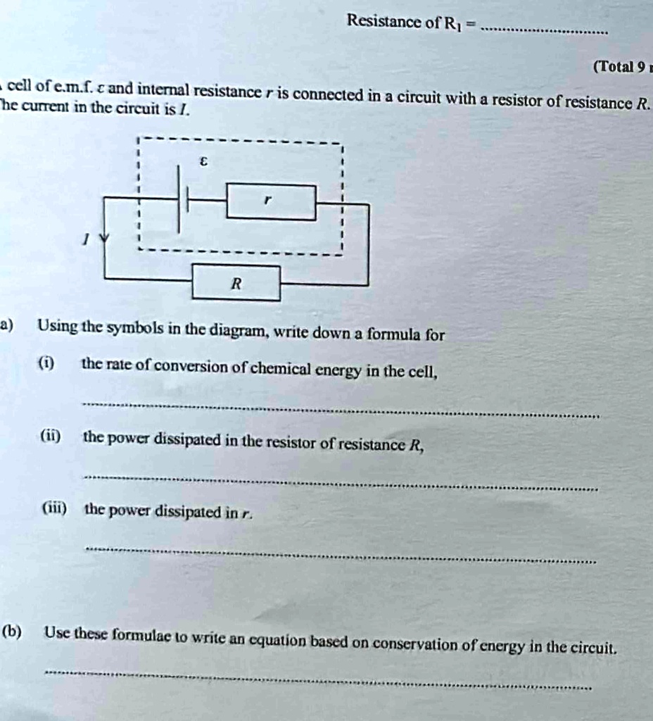 Resistance of R? = (Total 9 cell of e.m.f. ? and internal resistance r ...