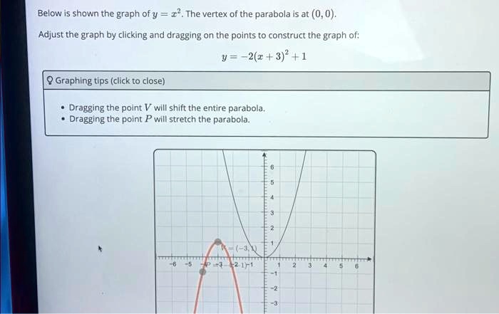 SOLVED: Texts: Below is shown the graph of y = 2. The vertex of the ...