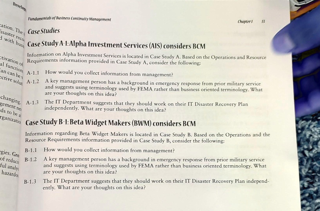 Chapter 1 13 Develop ation. The disaster reco d with busi Fundamentals ...