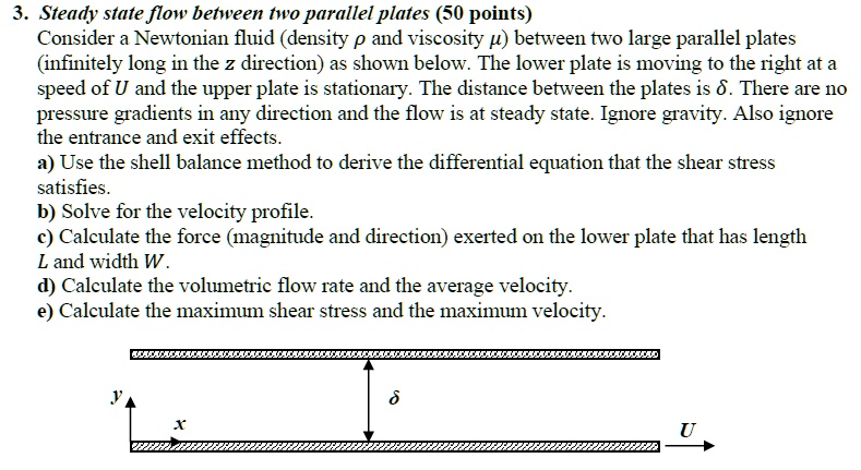 SOLVED: 3 . Steady state flow between two parallel plates (50 points ...