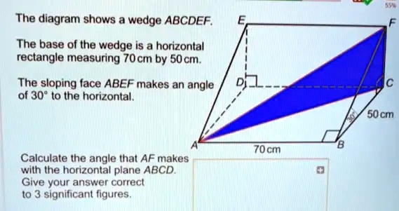 SOLVED: The diagram shows a wedge ABCDEF. The base of the wedge is a ...