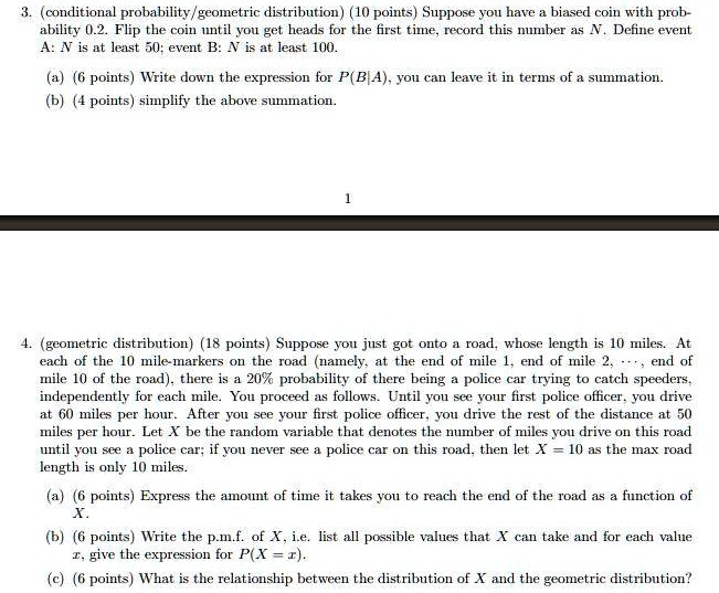 SOLVED: (Conditional Probability / Geometric Distribution) (10 points ...