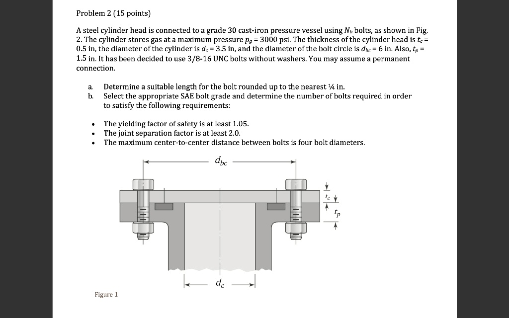 SOLVED: Problem 2 (15 points) A steel cylinder head is connected to a ...