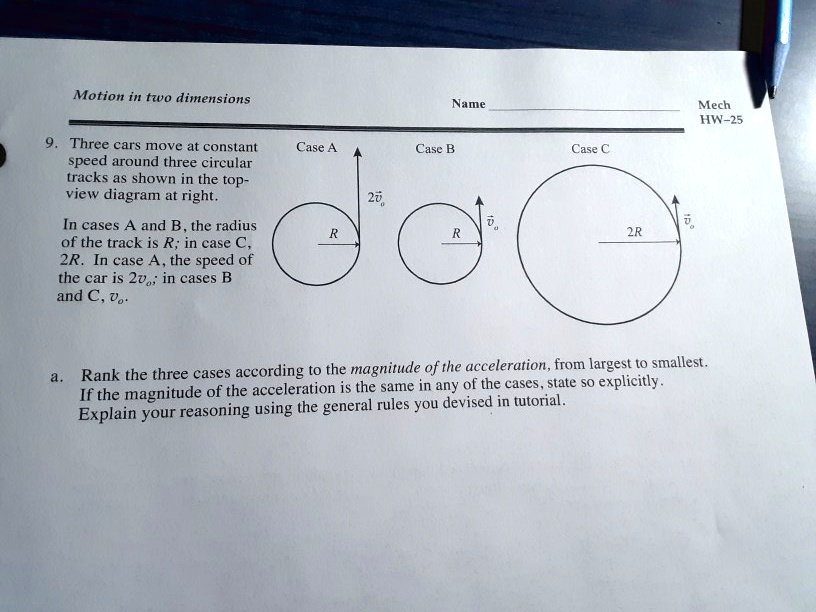 SOLVED: Motion in Two Dimensions Name Mech HW-25 Three cars move at a ...