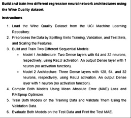 build and train two different regression neural network architectures using the wine quality ...