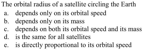 SOLVED: The orbital radius of a satellite circling the Earth depends ...