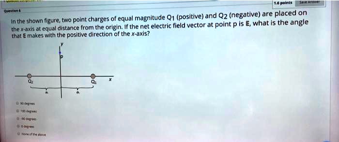 SOLVED: It polata of equal magnitude Q1 (positive) and Q2 (negative) are placed ore In the shown ...