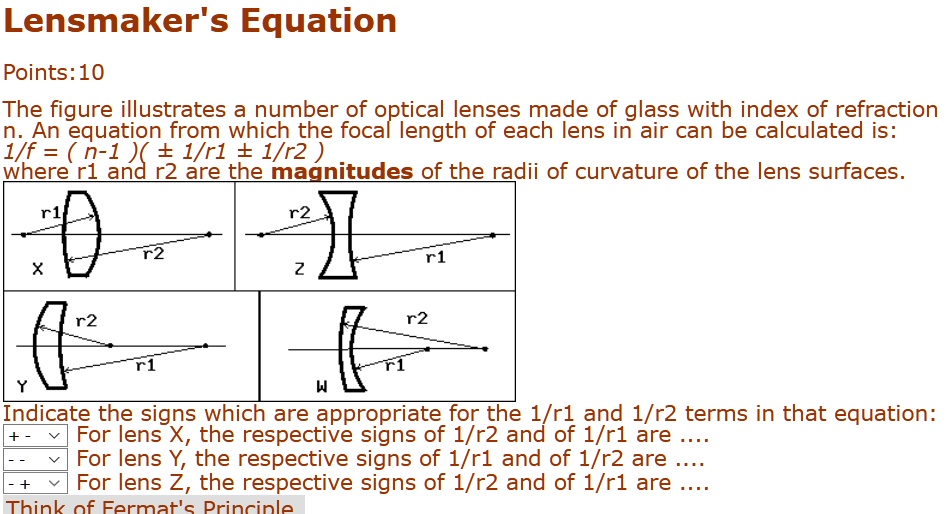 Lensmakers Equation Points 10 The Figure Illustrates A Number Of