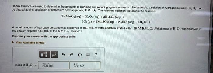 SOLVED: Redox titrations are used to determine the amounts of oxidizing and reducing agents in ...