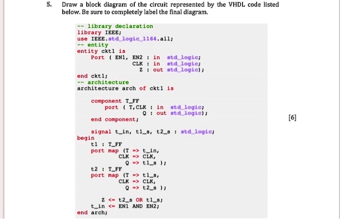 SOLVED: Draw a block diagram of the circuit represented by the VHDL code listed below. Be sure ...