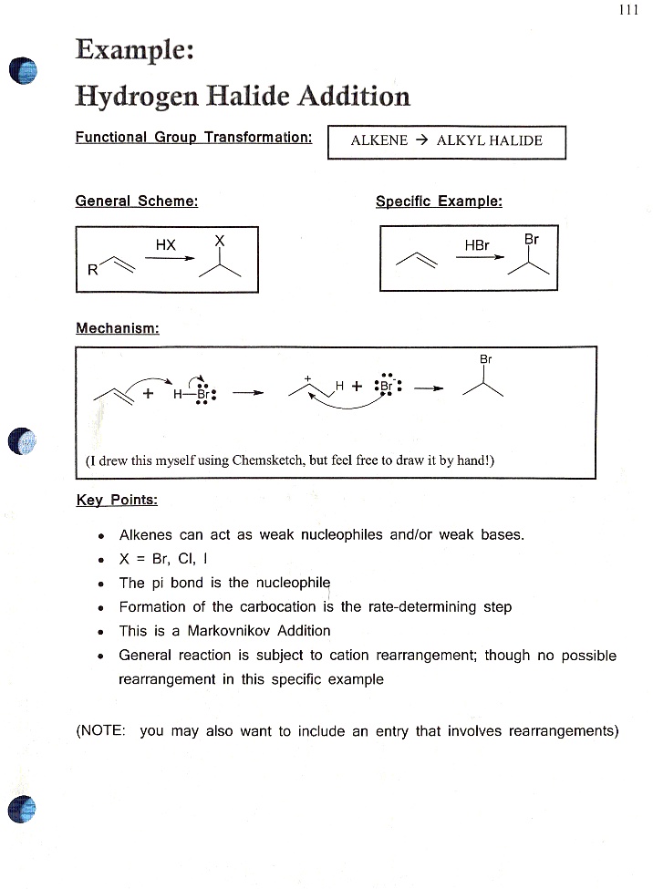 SOLVED: Example: Hydrogen Halide Addition EunctionalGroupTransformation ...