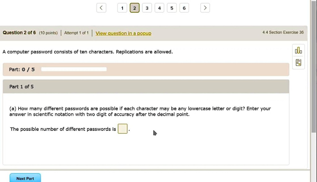 SOLVED: Text: Question 2 of 6 (10 points) Attempt View question in a PQPUP Section Exercise 36 A ...