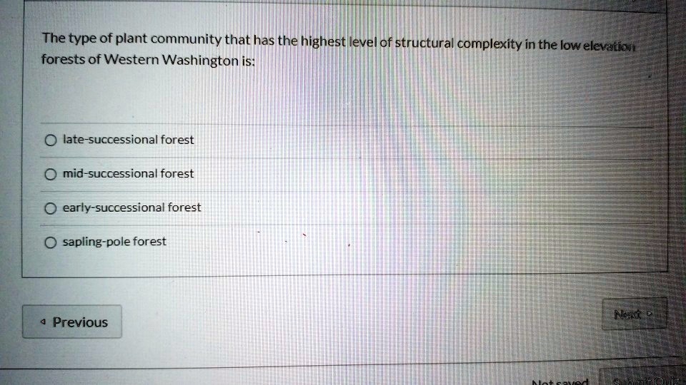 SOLVED: The type of plant community that has the highest level of ...