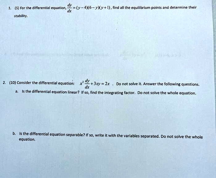 SOLVED: (5) For the differential equation, #-(y-4X6-y)y+I), find all ...