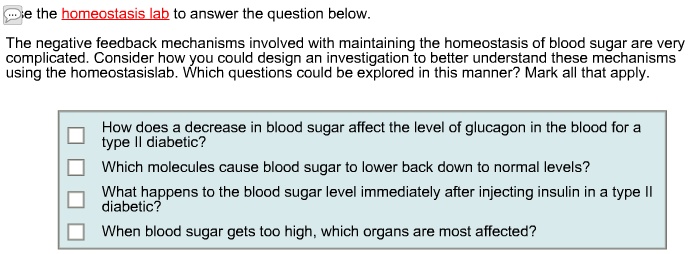 SOLVED: the homeostasis lab to answer the question below: The negative ...