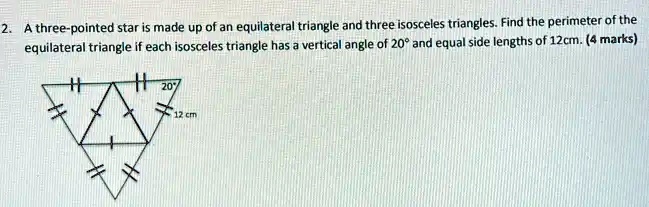 2. A three-pointed star is made up of an equilateral triangle and three isosceles triangles ...