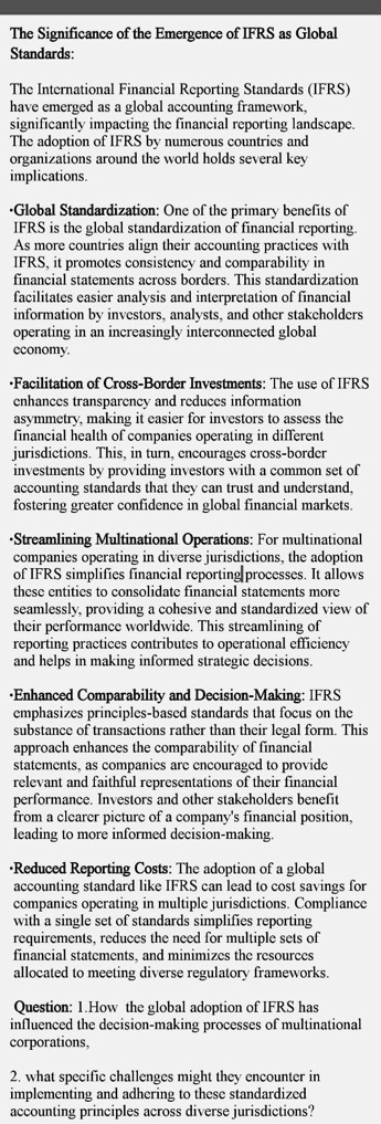the significance of the emergence of ifrs as global standards the ...