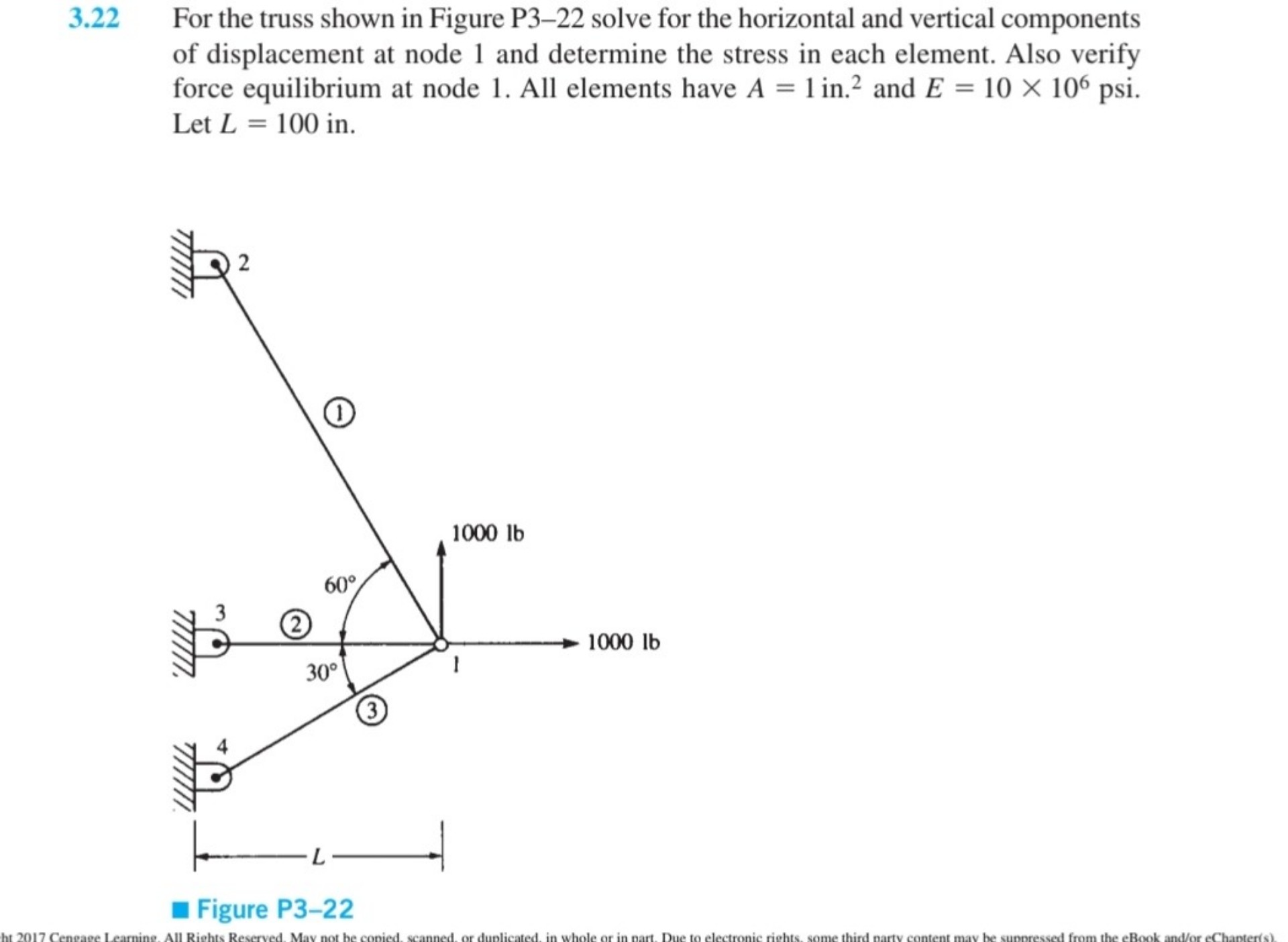 3.22 For the truss shown in Figure P3-22 solve for the horizontal and vertical components of ...