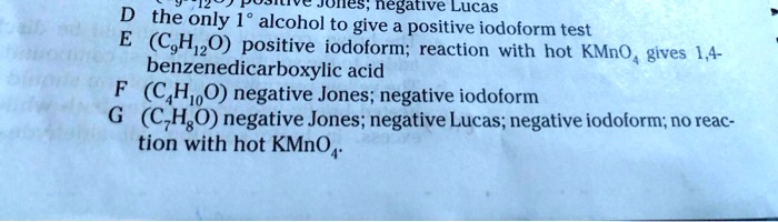 jolles the only negative lucas alcohol to give positive iodoform test ...