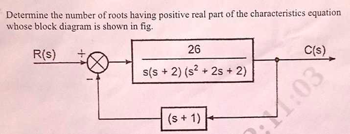 Determine the number of roots having positive real part of the characteristics equation whose ...