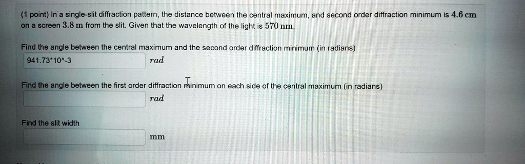 SOLVED:point) In a single-slit diffraction pattern_ the distance ...