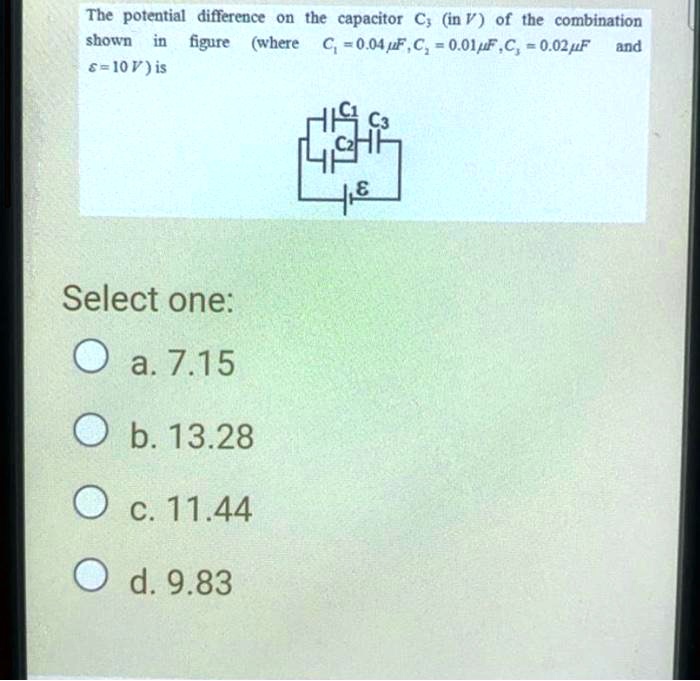 SOLVED: The potential difference on the capacitor C (in V) of the ...