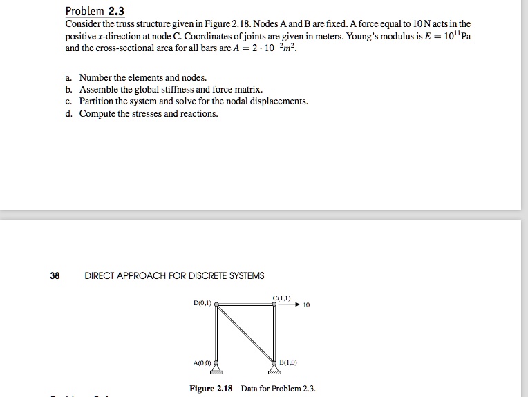 SOLVED: Redo Problem 2.3, assuming that it is a frame instead of a truss. Use a moment of ...