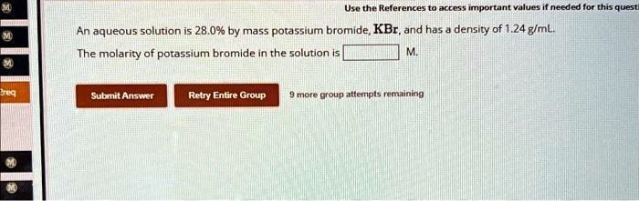Use the References to access important values if needed for this question. An aqueous solution ...