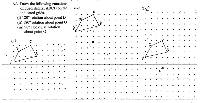 SOLVED: AA Draw the following rotations quadrilateral ABCD on the ...