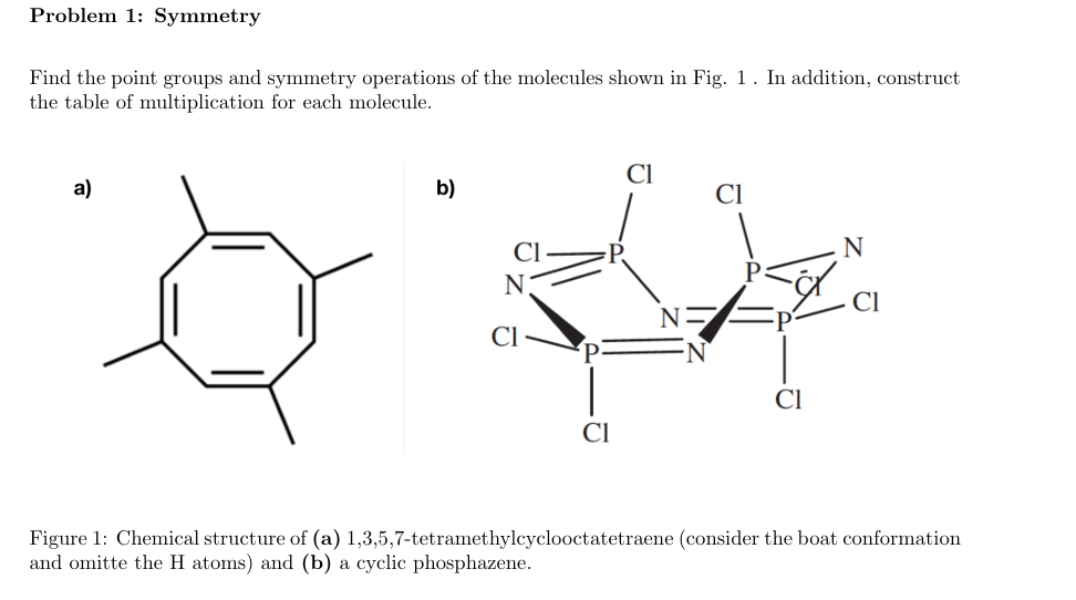 Problem 1: Symmetry Find the point groups and symmetry operations of ...
