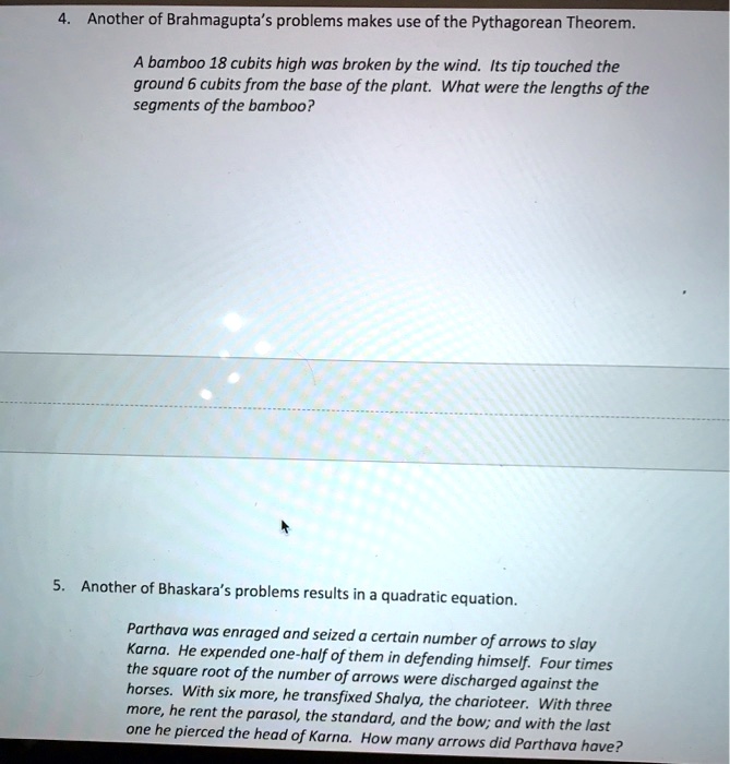 another of brahmagupta problems makes use of the pythagorean theorem ...