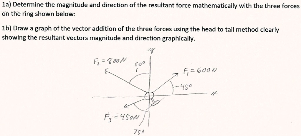 SOLVED: 1a) Determine the magnitude and direction of the resultant ...
